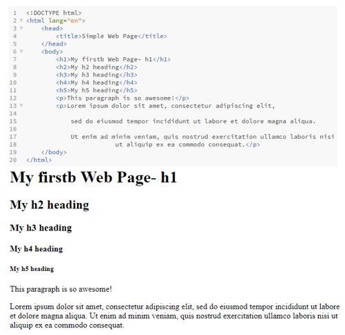 Submodule 1.3: Simple HTML file : Headings and paragraphs